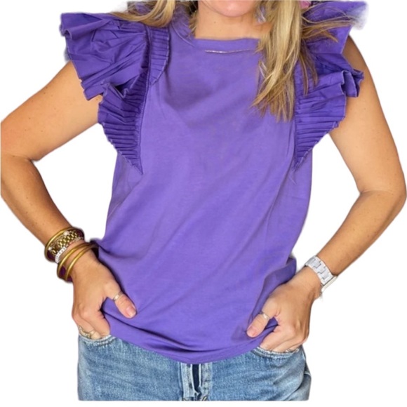 TCEC | Tops | Tcec Poplin Purlpe Ruffled Sleeve Top Style Ct848 Small ...